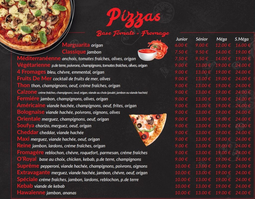 Menu - O Royal 27 l ORoyal Pizza Kebab Les Andelys
